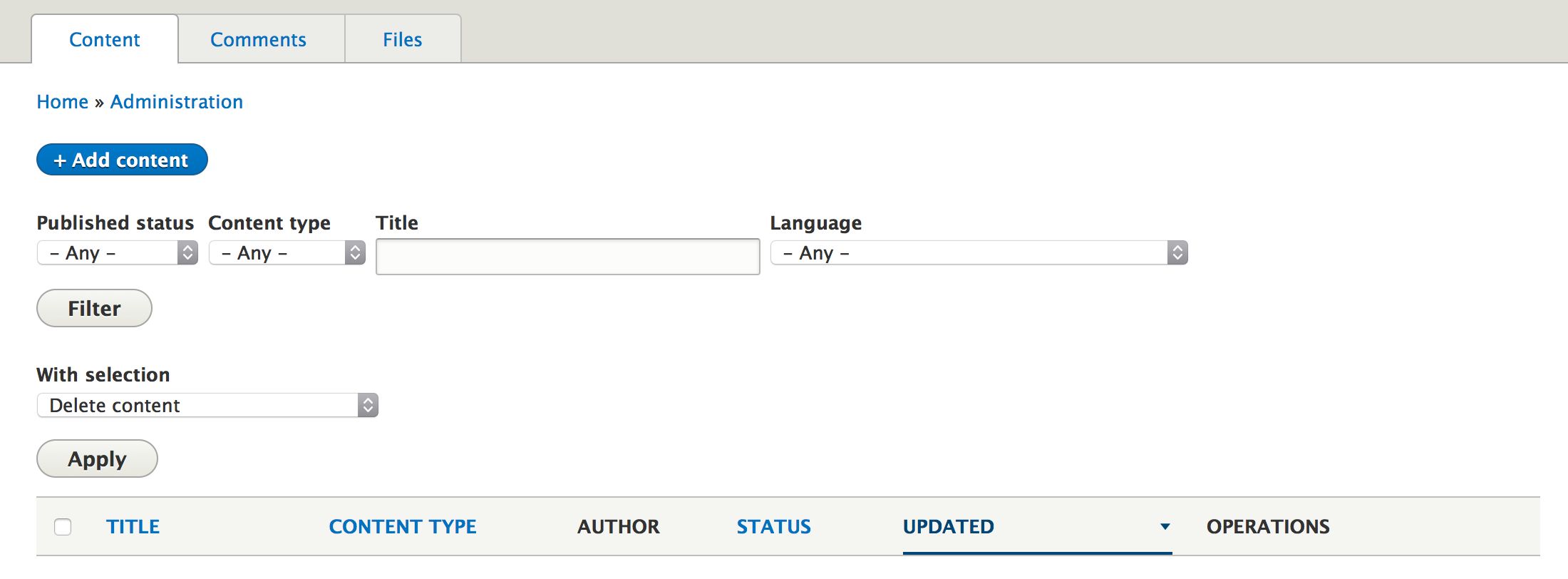 Design for filters and bulk operations [#2721807] | Drupal.org