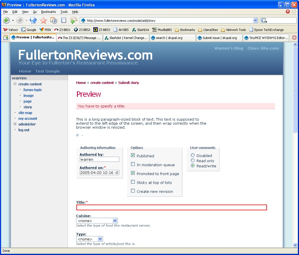 Text input with Firefox (while using TinyMCE) isn't wrapping properly ... Text input with Firefox (while using TinyMCE) isn't wrapping properly ...