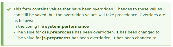 There is no indication on configuration forms if there are overridden values [#2408549] | Drupal.org