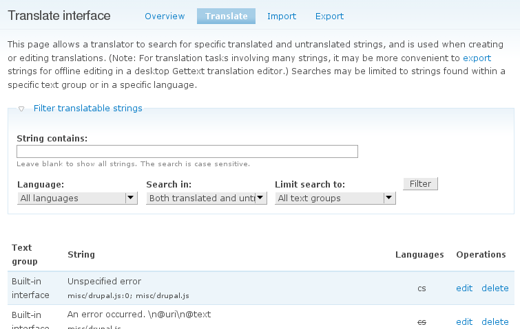 Improve translation string search and editing interface [#52990 ...
