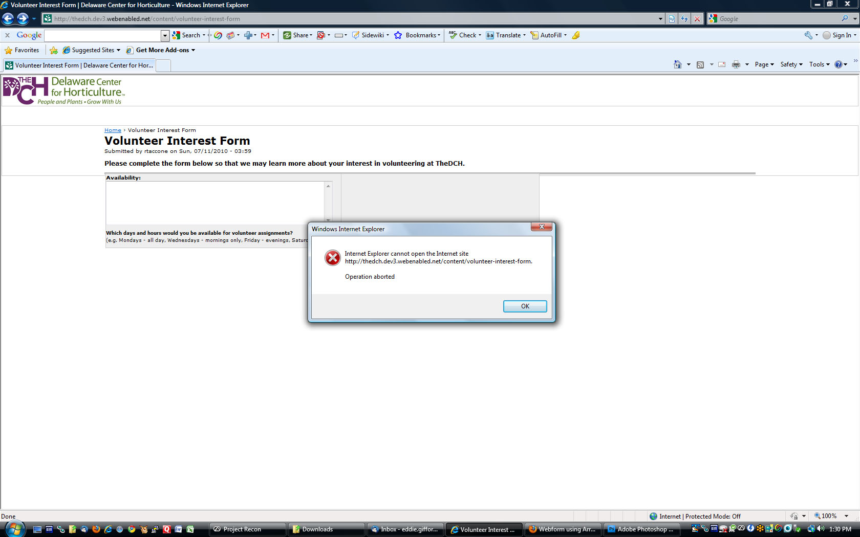 Webform using Arrange Fields displays in other browsers but not IE8 [#859532] | Drupal.org