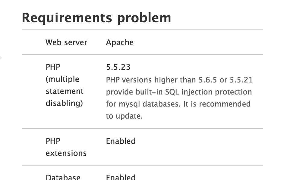Remove system_requirements() SafeMarkup::set() use with 'value' key [#2551725] | Drupal.org