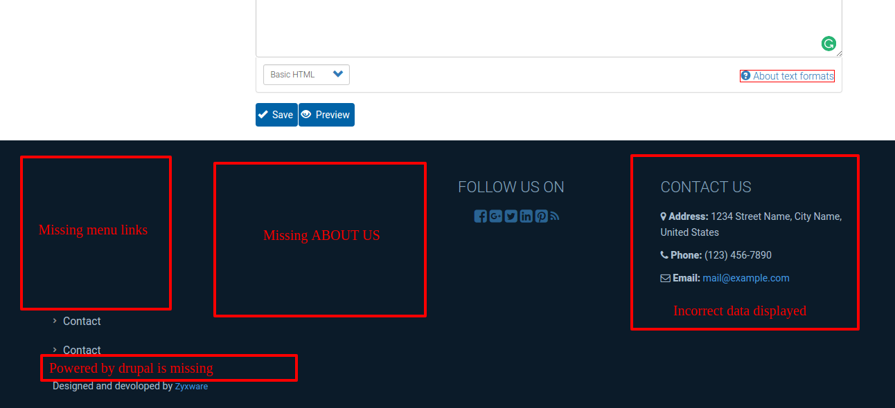 Footer design broken Issues, Footer data missing issues, Footer heading ...