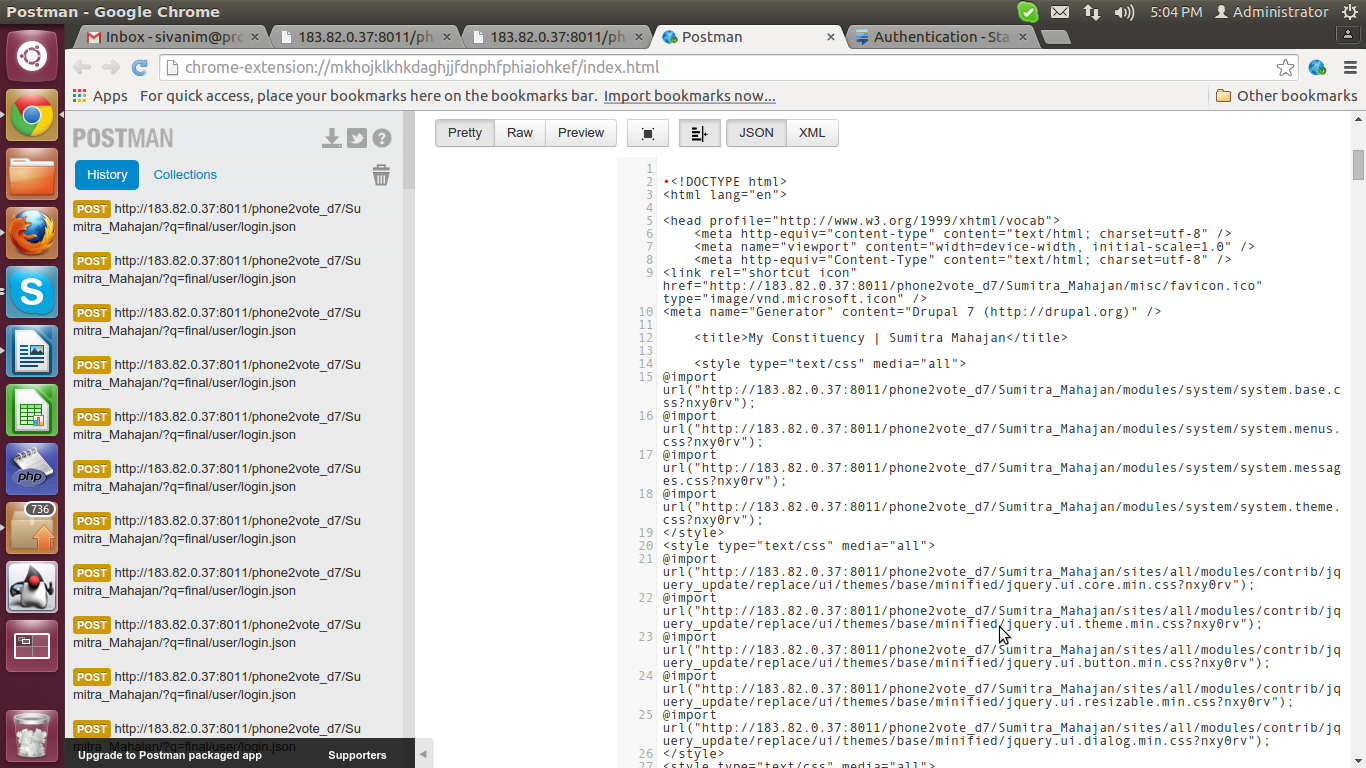 Application/json insted of text/html in login user api [#2616210 ...