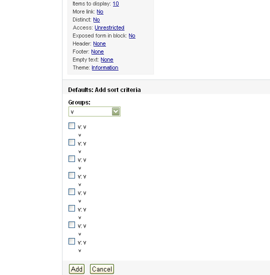 Sort Criteria has junk group [#325622] | Drupal.org