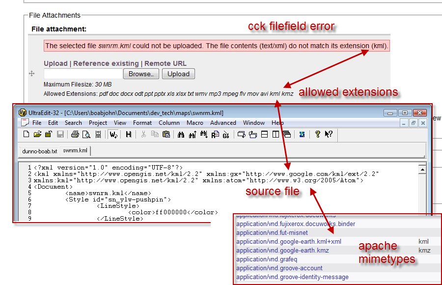Mimetype validation error on KML file [#775188] | Drupal.org
