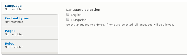 Language condition / block language visibility includes useless options ...