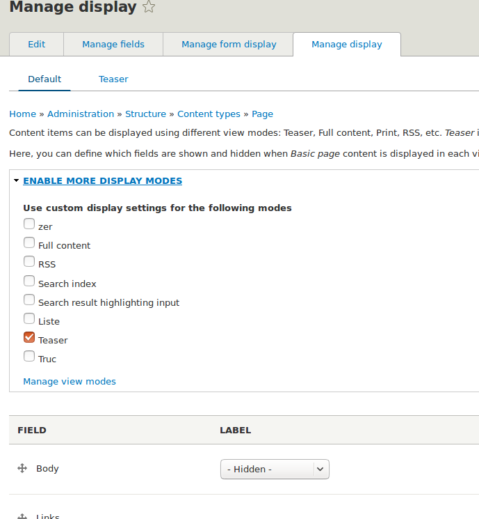 Allow user to add display modes from respective field UI's. [#2721727] | Drupal.org
