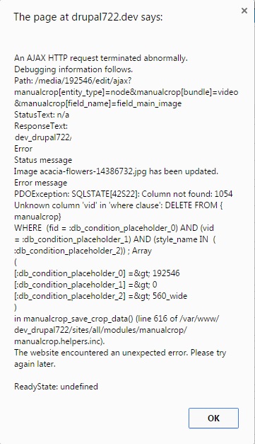 Ajax HTTP request terminated abnormally [#2528082] | Drupal.org