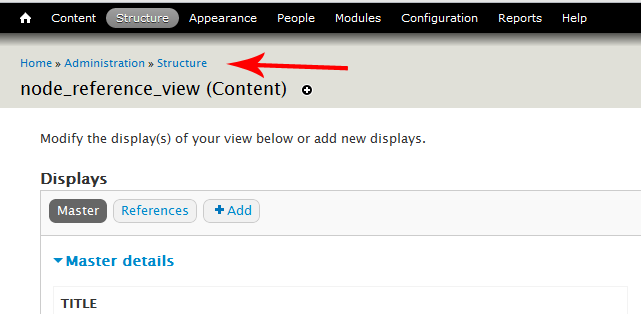 Views Admin Breadcrumb Missing [#1127410] | Drupal.org