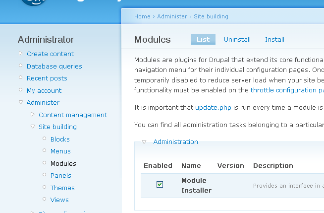 Module Installer in Tabs [#149243] | Drupal.org
