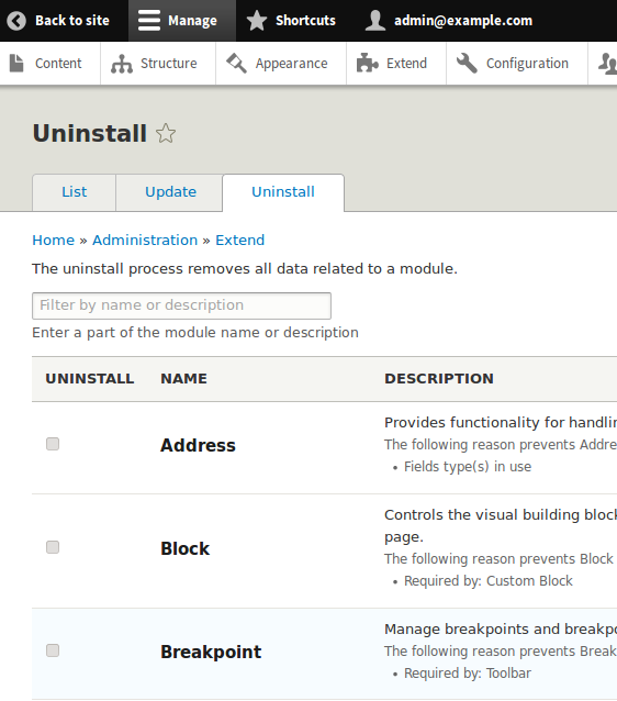 Make Search Field for Module Install/Uninstall usable [#2621630] | Drupal.org