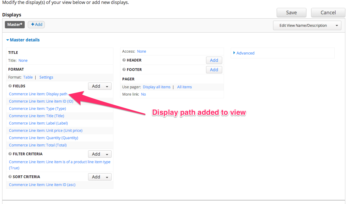 Display path missing for demo Line items created during install ...
