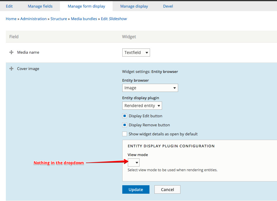 No view mode available on form display [#2769491] | Drupal.org