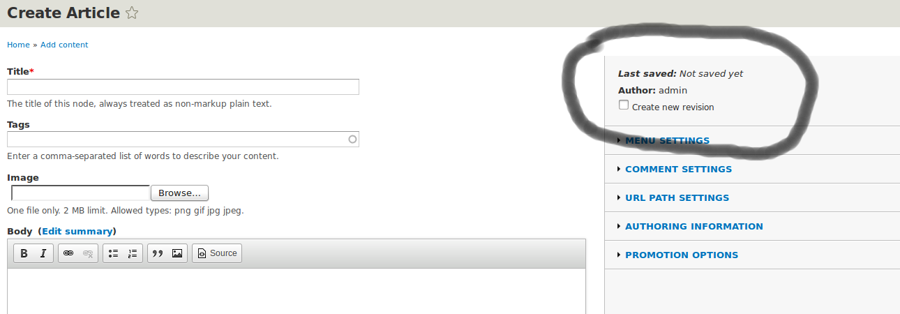 Node form ignores content type setting for revisions [#2205341] | Drupal.org