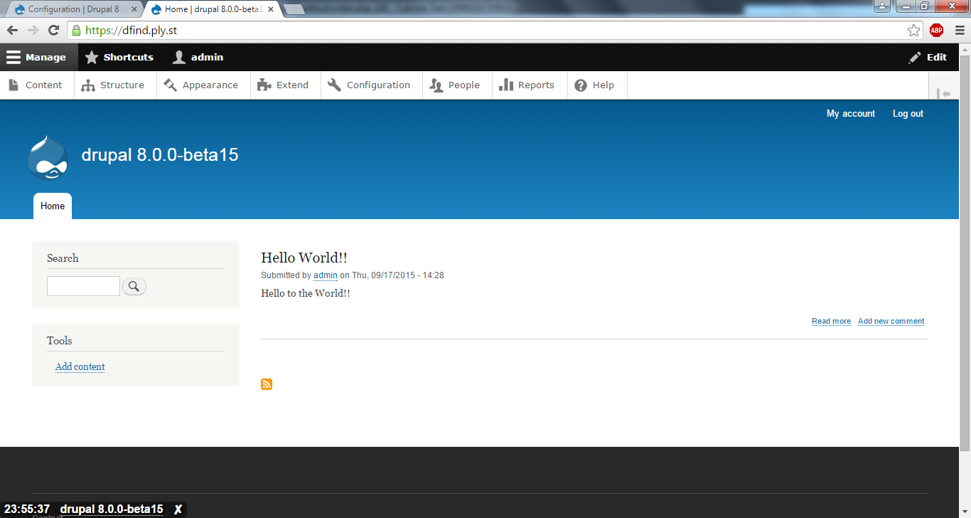 Front Page is not empty - Drupal 8.0.x [#2570207] | Drupal.org