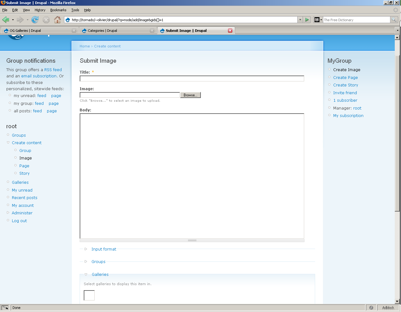 Galleries don't show. [#116387] | Drupal.org