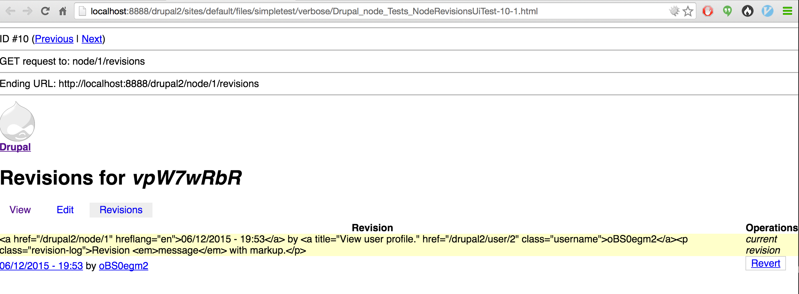 HTML double-escaping in revision messages [#2309215] | Drupal.org