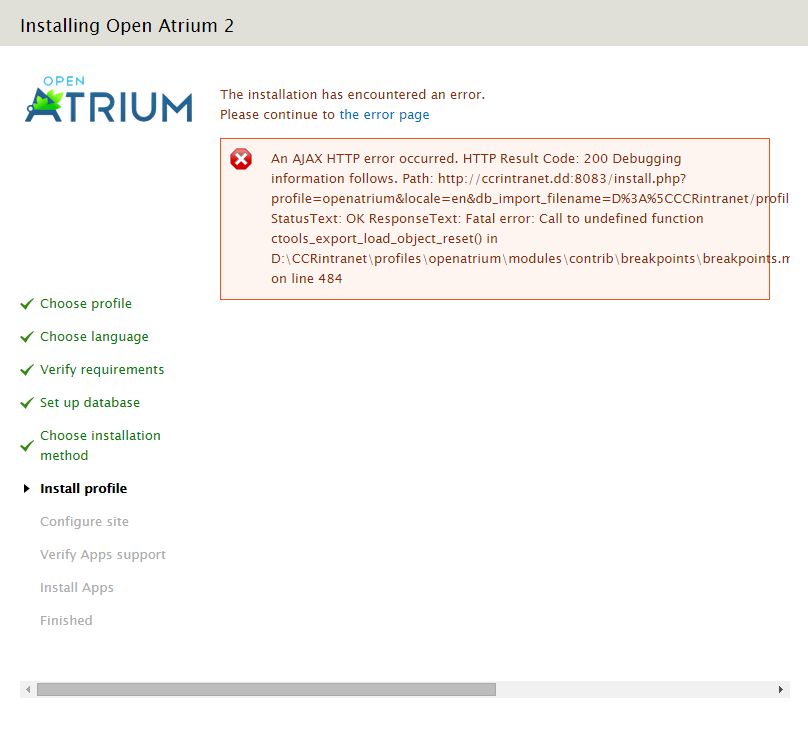 Error when installing Open Atrium 2 using DAMP/WAMP [#2573871] | Drupal.org