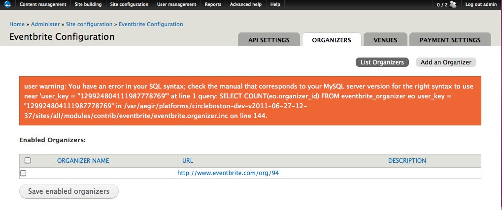SQL syntax error on configuration page >> organizers tab [#1217728 ...