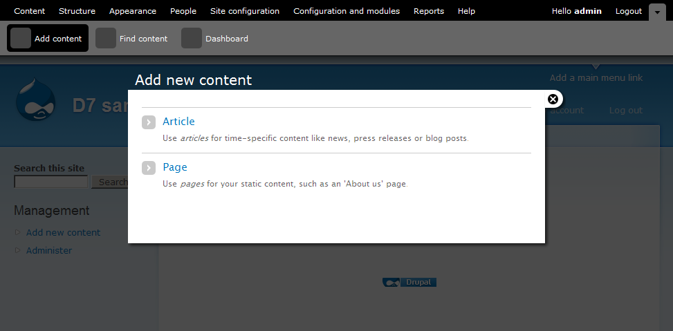 Initial D7UX admin overlay [#517688] | Drupal.org