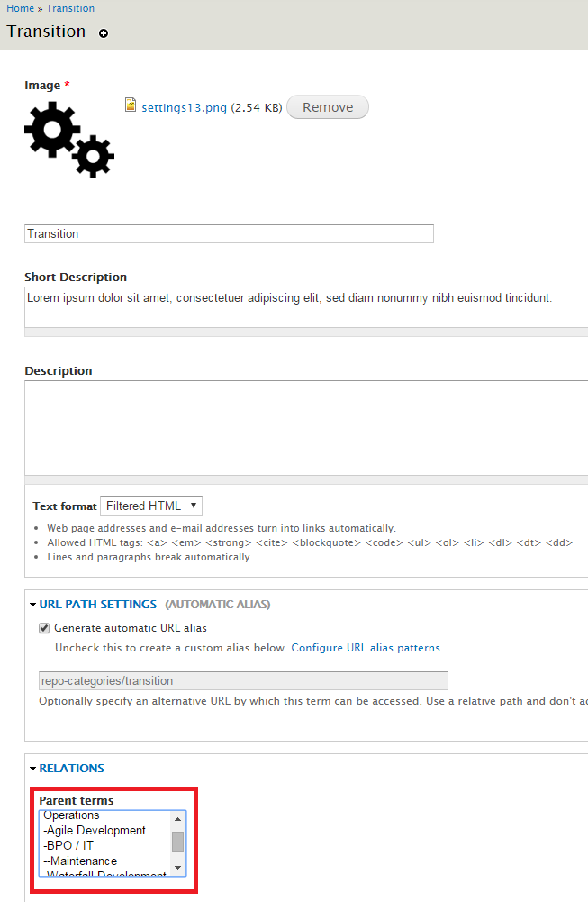 Parent term relations select list as Hierarchical select list [#2676436] | Drupal.org
