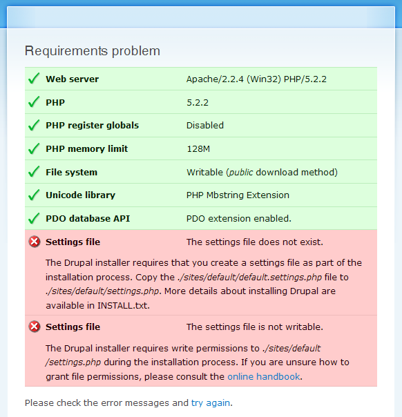 Installing Drupal By Visiting Indexphp Rather Than Installphp Leads To A Fatal Error When 2133