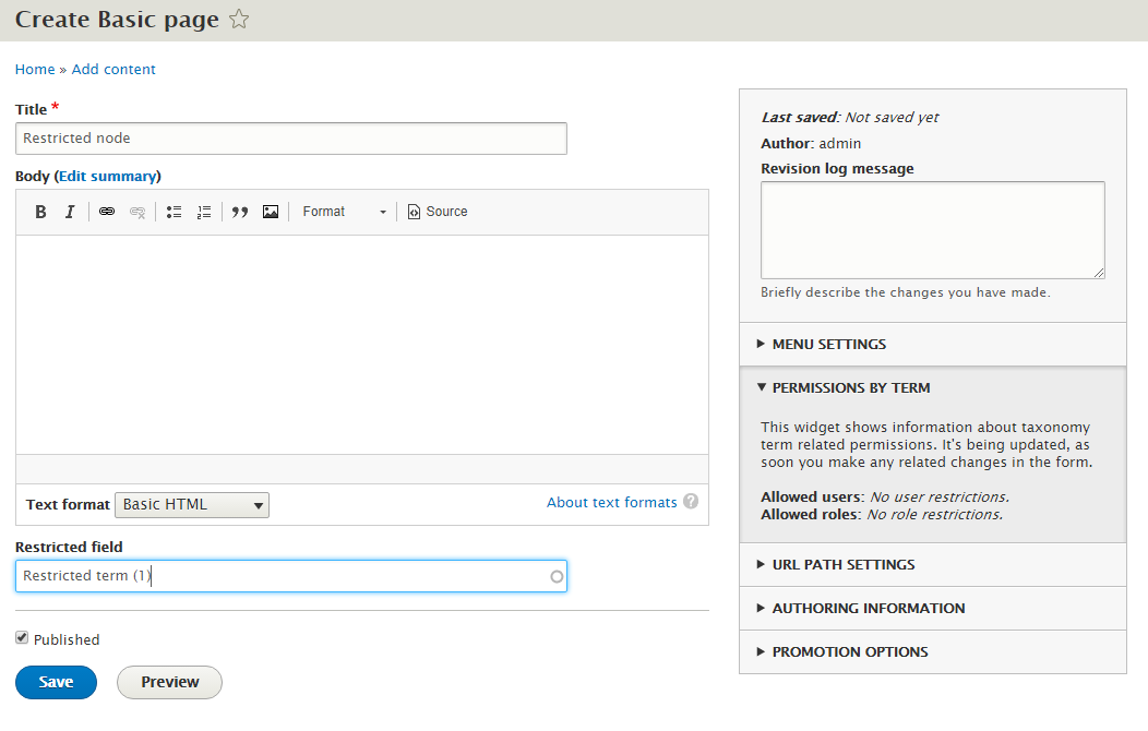 Permissions info is not shown on node edit form [#2924884] | Drupal.org
