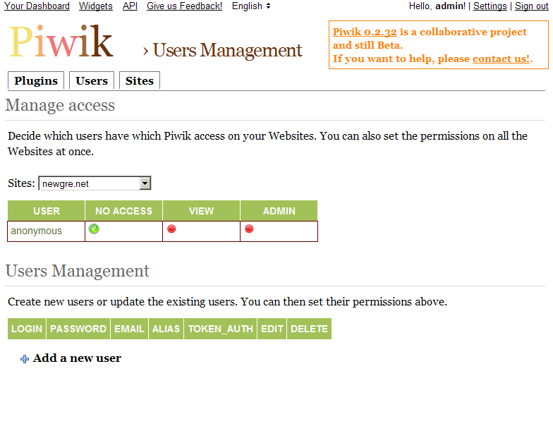 Piwik authentication string ? [#398866] | Drupal.org