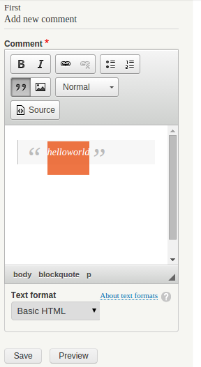 Logic Exception with preview button for block-comment [#2620346 ...