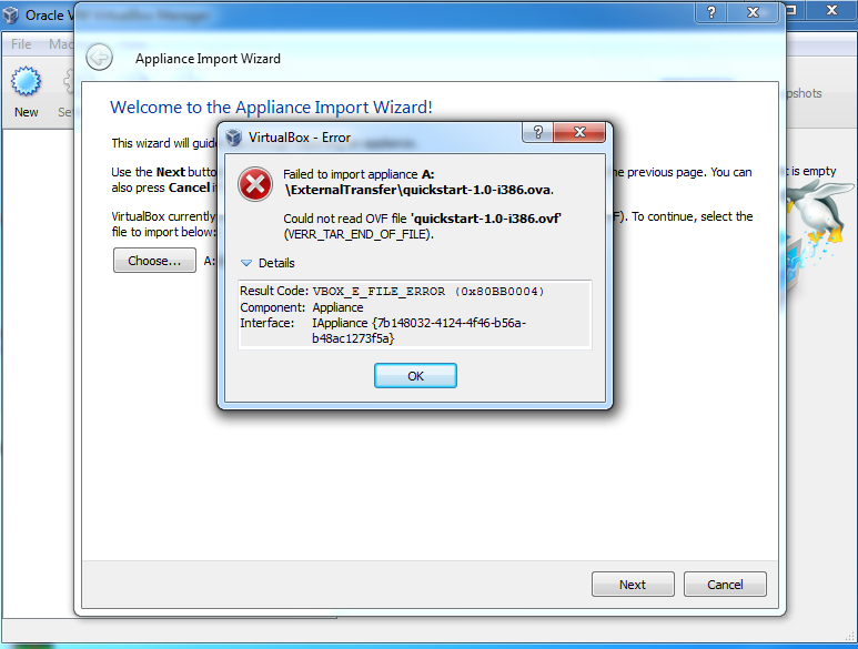 Error in i386 version while importing this appliance on virtualbox 4.0.8. [#1182684] | Drupal.org
