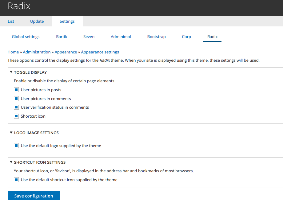 Fix Radix for D8 [#2422009] | Drupal.org