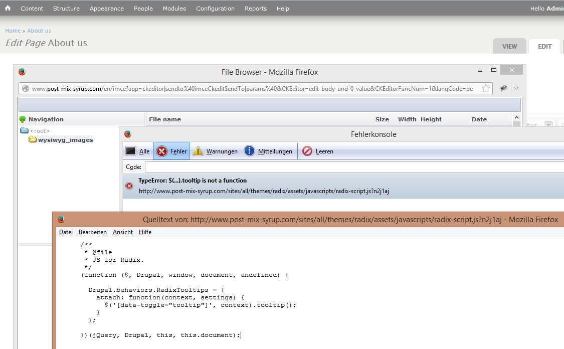 Uncaught TypeError: undefined is not a function radix-script.js [#2212123] | Drupal.org