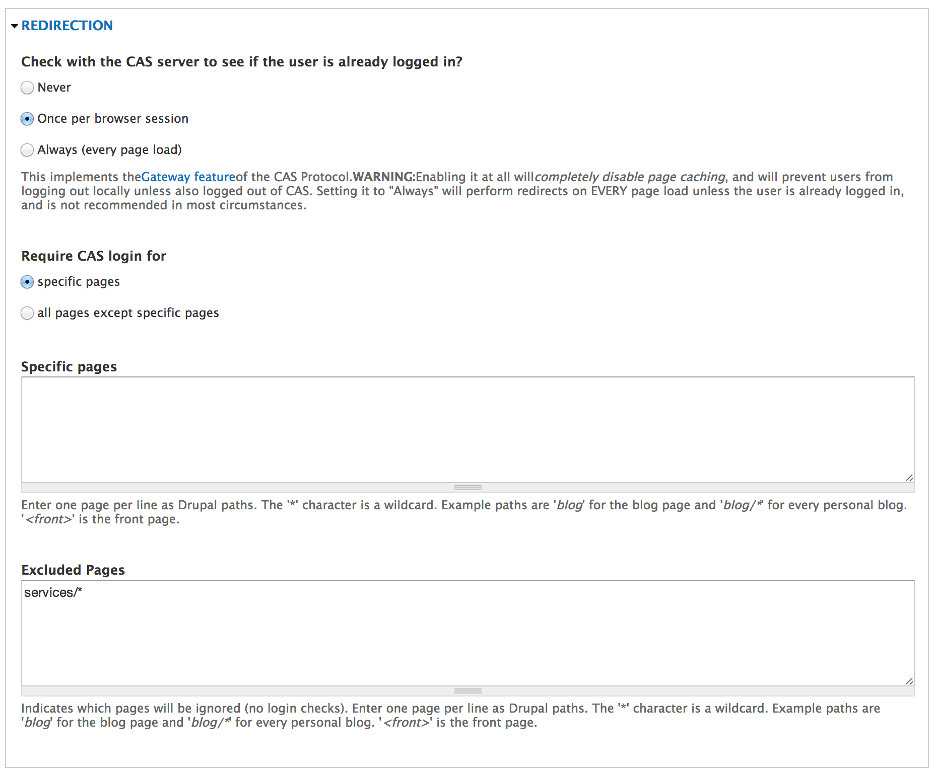 Clarify meaning of "exclude paths" [#2297995] | Drupal.org