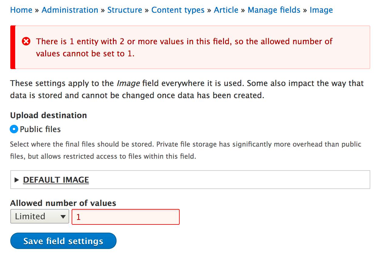 Field storage settings give a scary red warning that they can't be changed when the cardinality ...