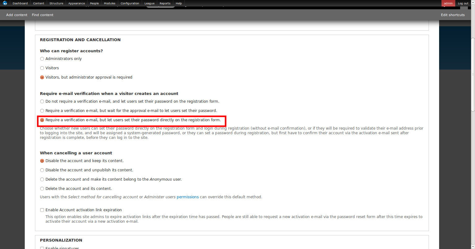 Password fields disappear on registration form when using admin approval [#2927645] | Drupal.org