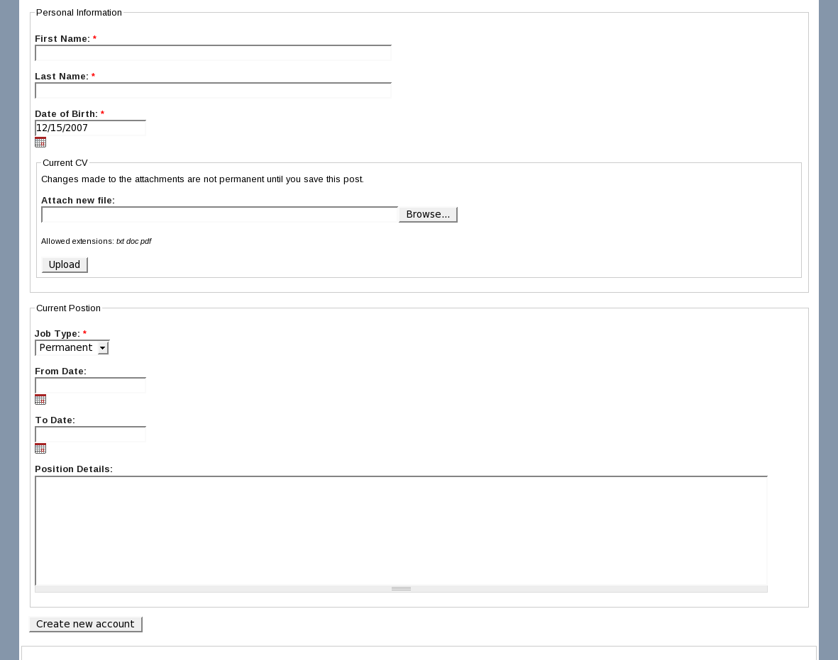 Display registration form as it display in CCK bio form [#201191] | Drupal.org
