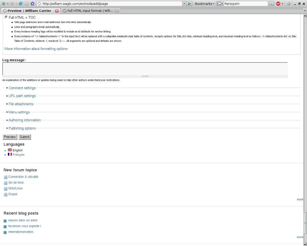 Right sidebar pushed under the content when the input format includes the table of content ...