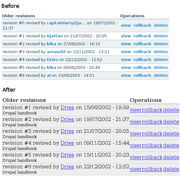 Put revisions in their own table [#7582] | Drupal.org