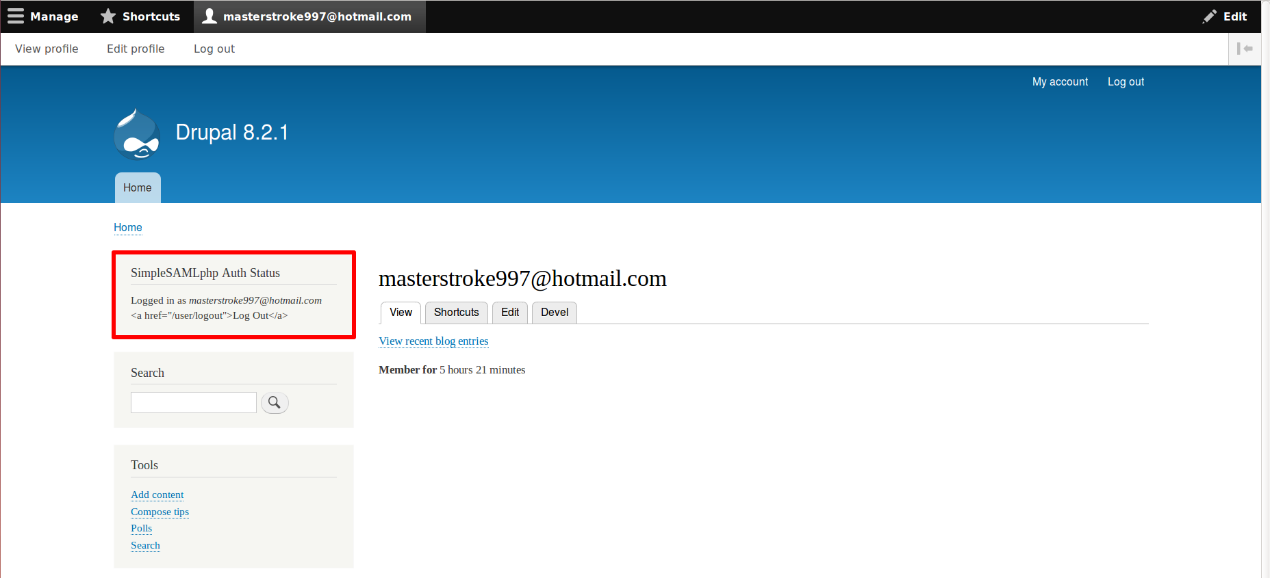 Block Simplesamlphp Auth Status Shows The Log Out Link As Plain Text [ 2855879]