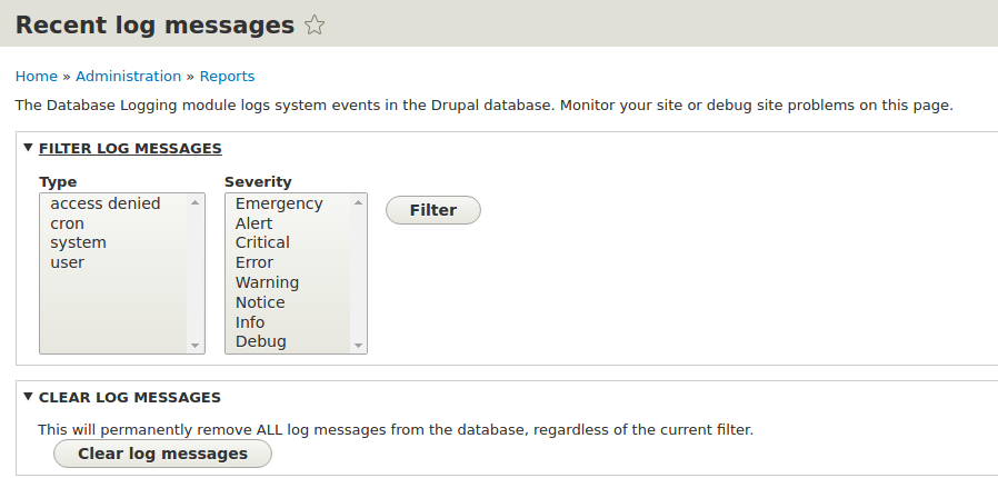 Clear log description needs clarification [#583632] | Drupal.org