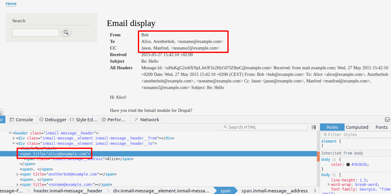 Properly parse Mail address [#2800585] | Drupal.org