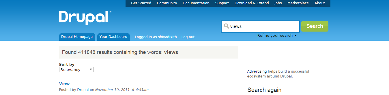 "Sort by" select dropdown has "Relevancy" as an option [#2500891] | Drupal.org