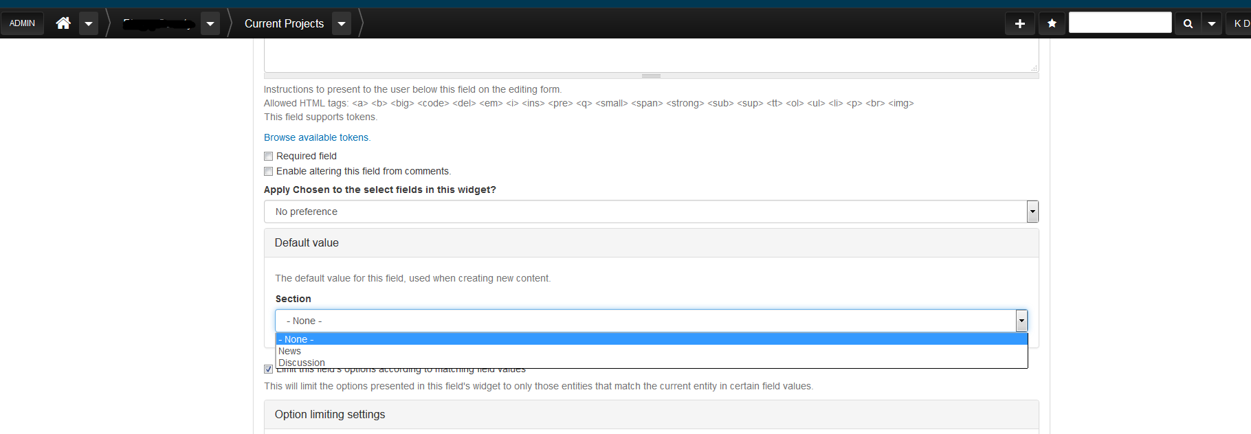 oa_sectio_ref default is causing issues it is space aware [#2657100] | Drupal.org