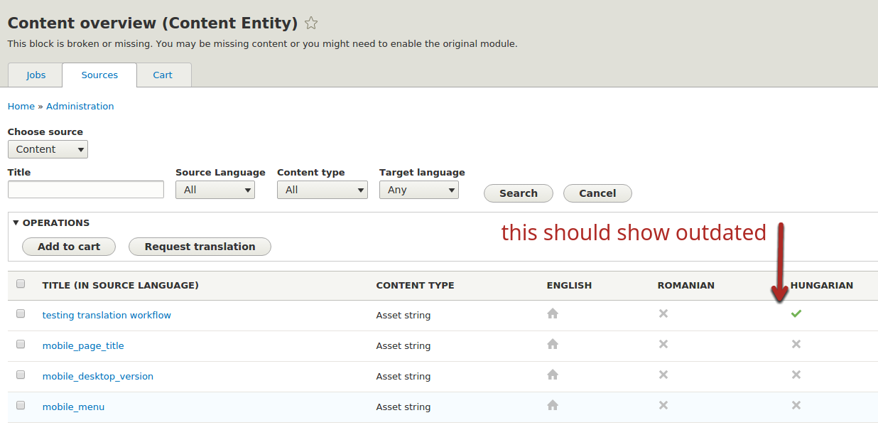 outdated translations not reflected on UI [#2603428] | Drupal.org