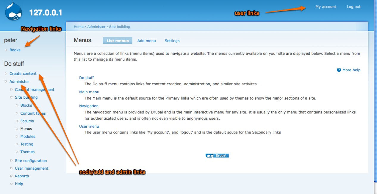 Split Navigation to User and Administration menu [#273137] | Drupal.org