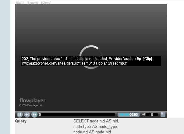 unable to get flowplayer 3 to play any mp3's or display a playlist [#1129542] | Drupal.org