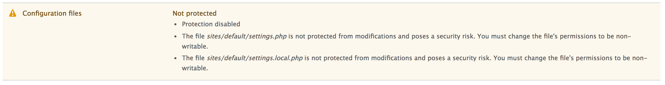 misreported settings.local.php and settings.php permissions in Status Report [#2853246] | Drupal.org