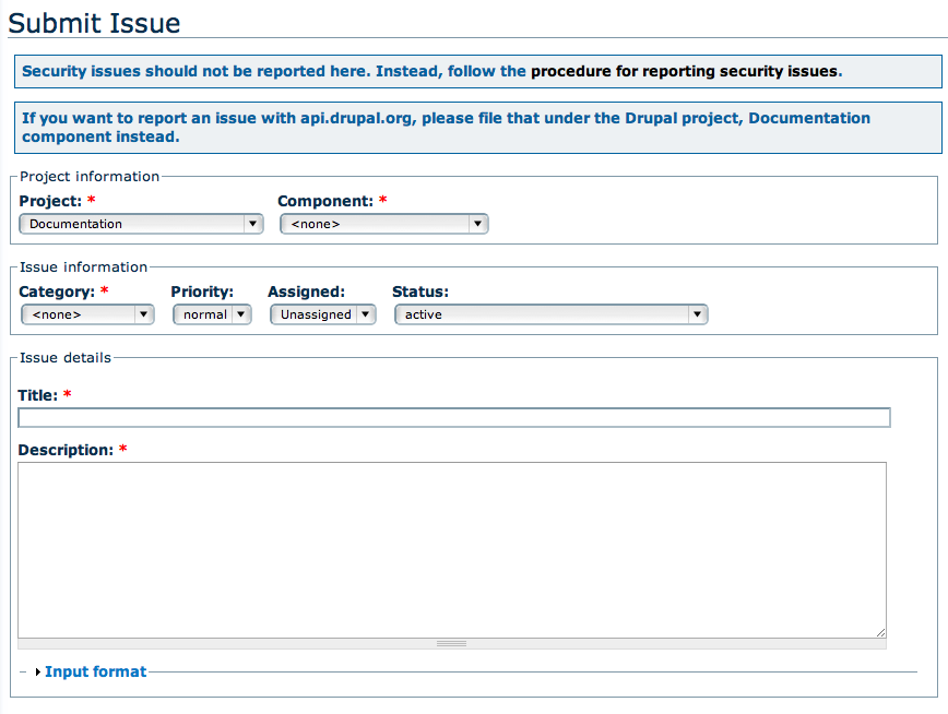 Issue Submit Form - Description Table [#312627] | Drupal.org