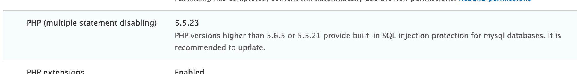 Remove system_requirements() SafeMarkup::set() use with 'value' key [#2551725] | Drupal.org